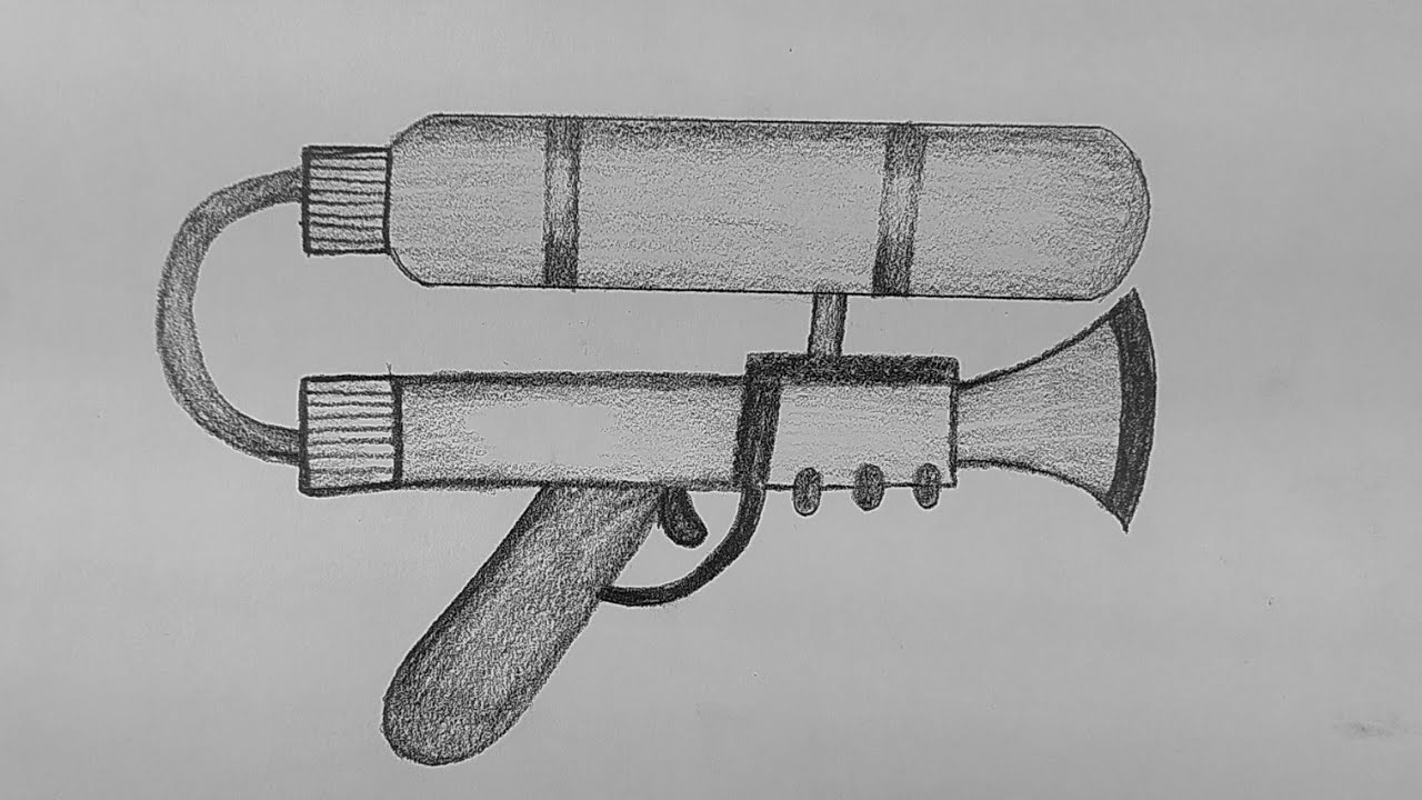 Pichkari Drawing Easy || Pichkari Drawing For Kids || Holi Pichkari ...