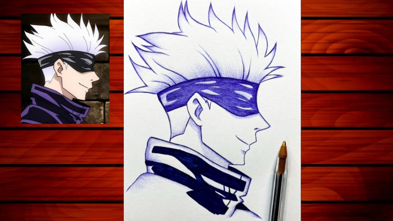 how to draw gojo satoru step by step | side view anime drawing tutorial ...