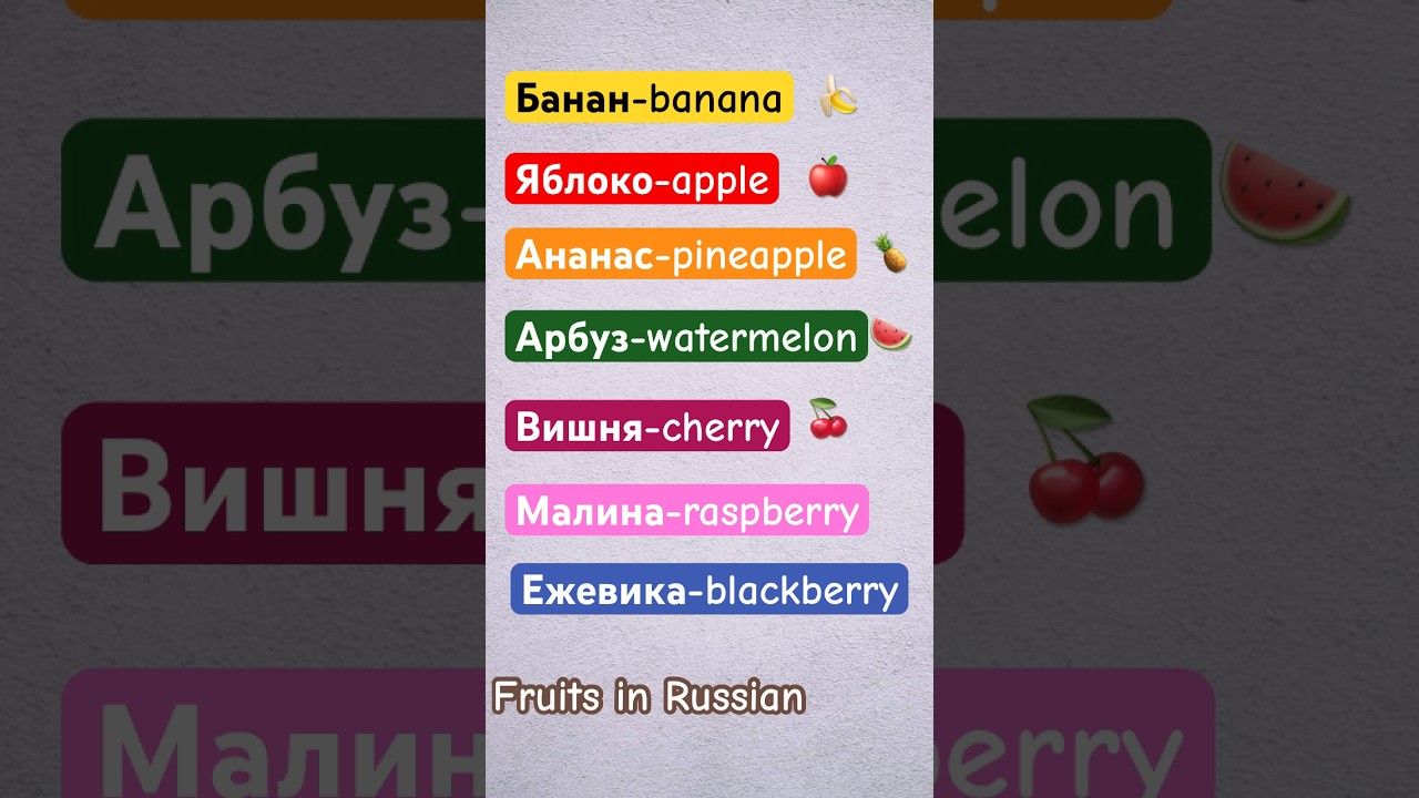 Fruits in Russian #language #learnrussian #russianlanguage #russian # ...
