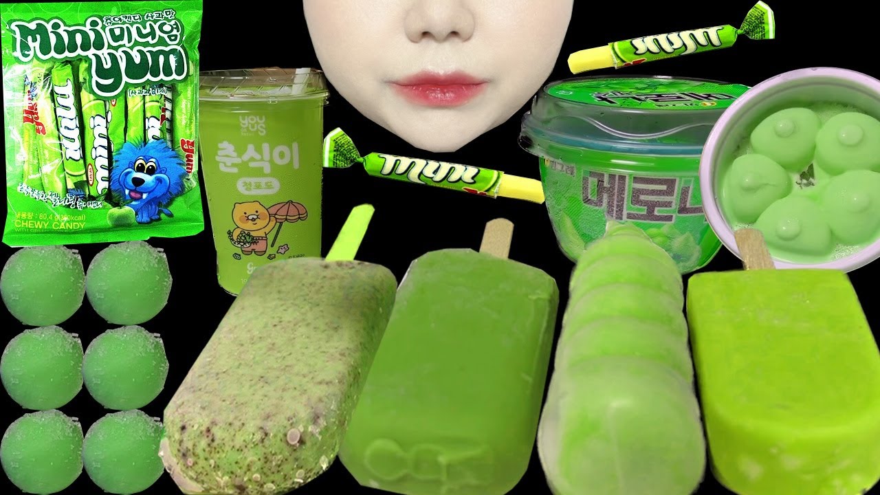SUB)Green Color food ice cream grape Shine Muscat Chocolate Gelato ...