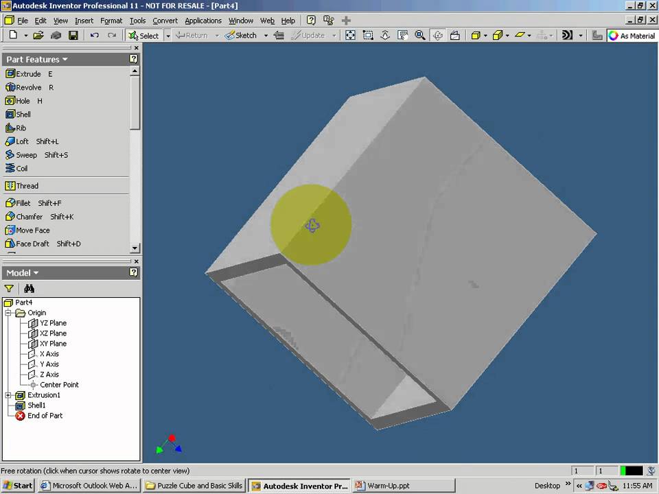 Shell: AutoDesk Inventor 3D Part Feature Tool - YouTube
