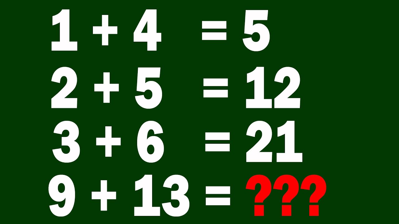 IQ Test (9+13=?). A Nice Math Problem | Logical Math Problem - YouTube