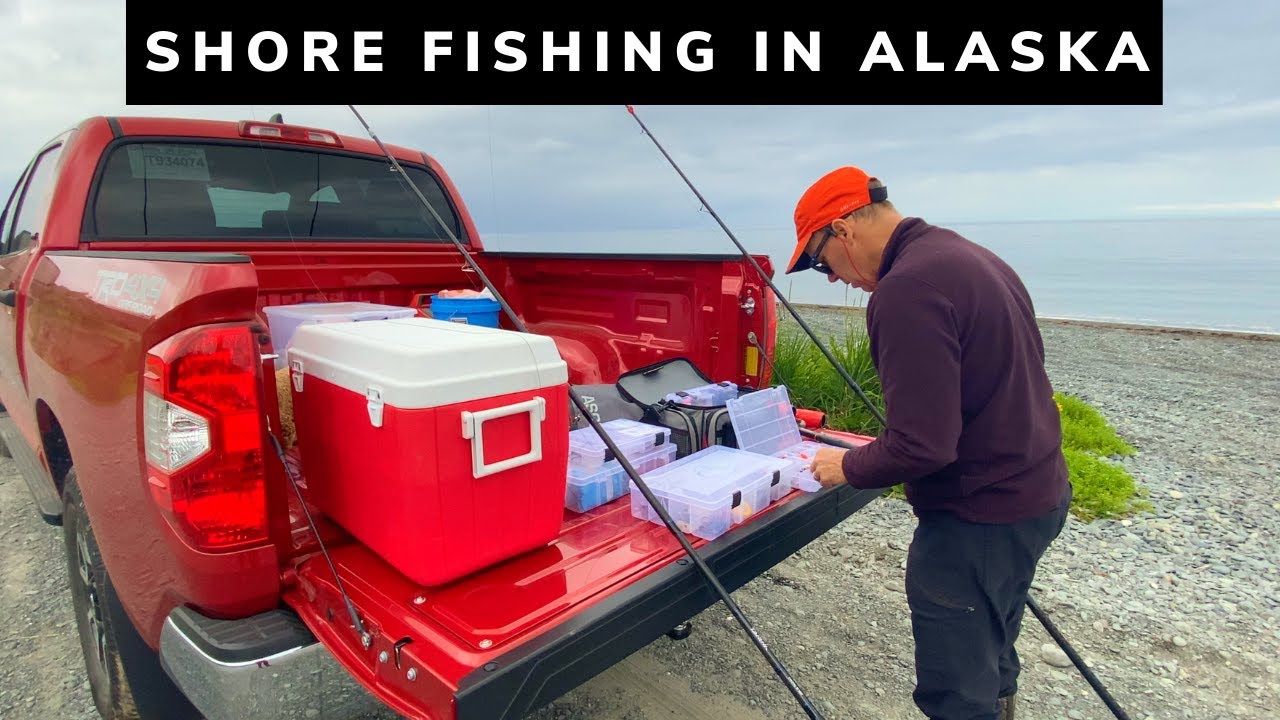 Shore Fishing for Halibut in Alaska | Rigging the Fishing Pole - YouTube