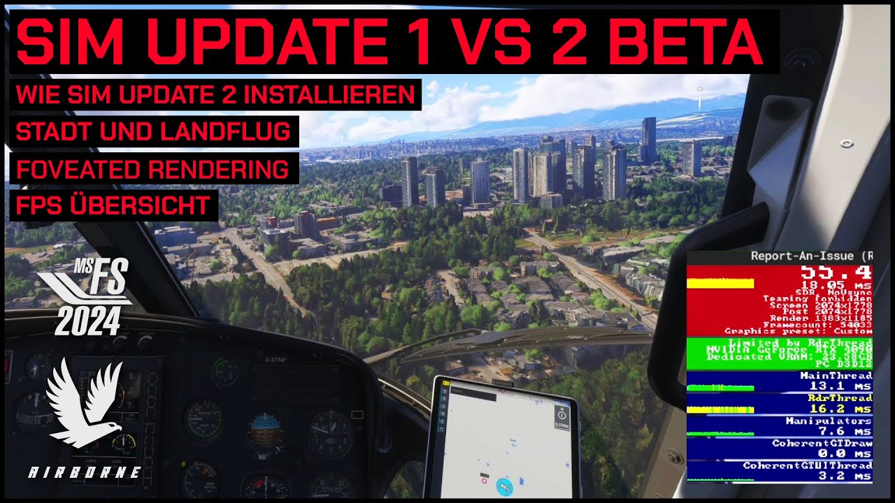 MSFS: Sim Update 1 vs 2 BETA // FPS Test // Fixed Foveated Rendering ...
