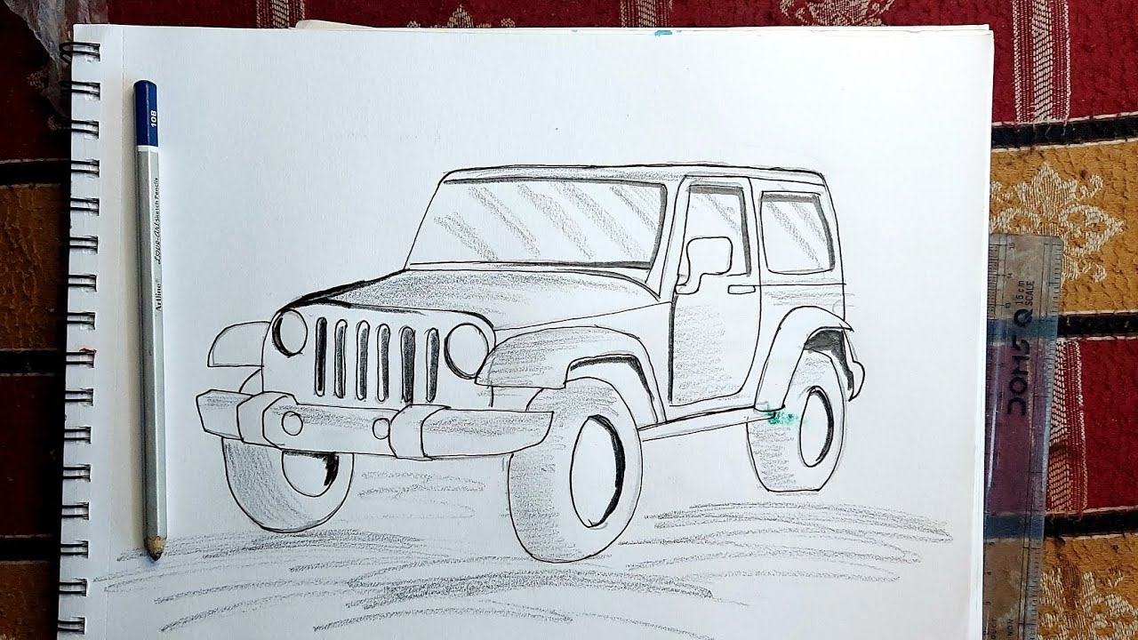 how to draw thar / jeep easy drawing . - YouTube