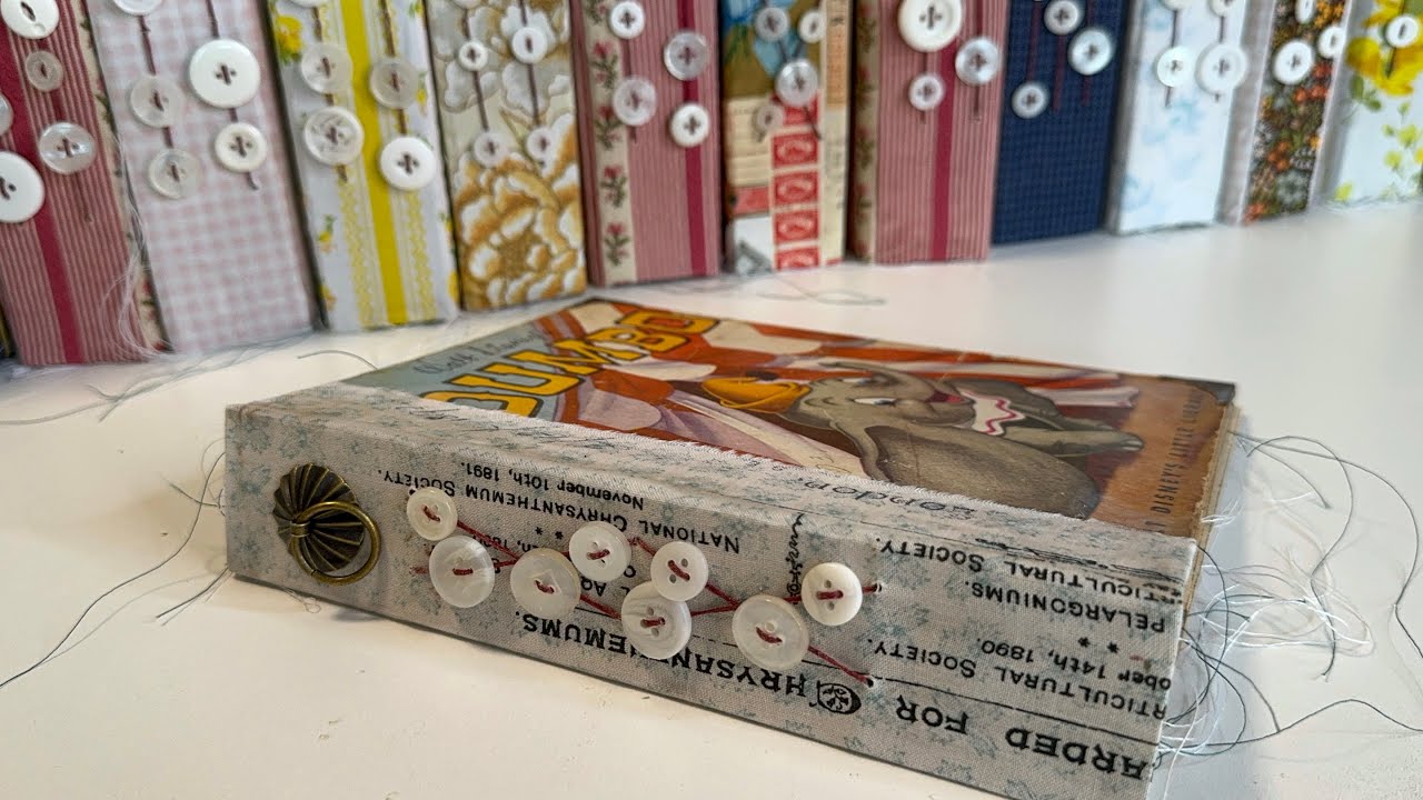 Turning a 1937 little golden book into junk journal / zig-zag binding with buttons! - YouTube