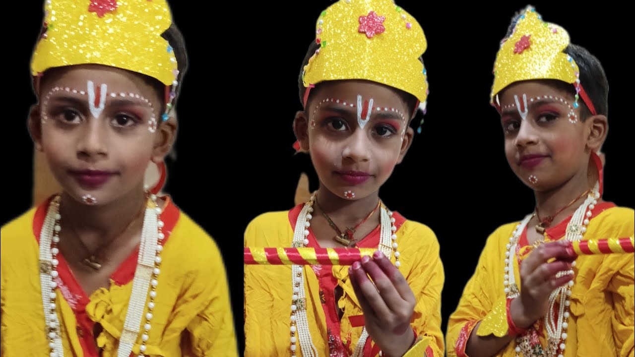 Krishna Makeup | Krishna Getup | Krishna makeup for kids | krishna ...