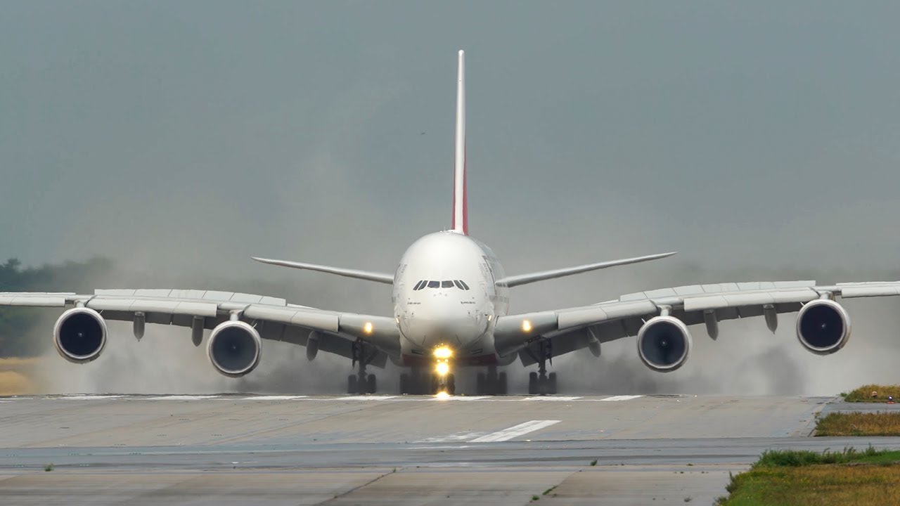 Breathtaking CROSSWIND LANDINGS during at STORM - AIRBUS A380, Boeing ...