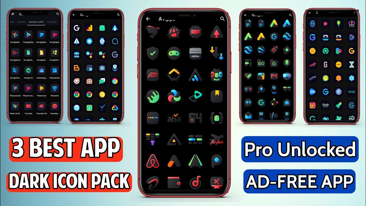 3 Best Dark Icon Pack App For Android - YouTube