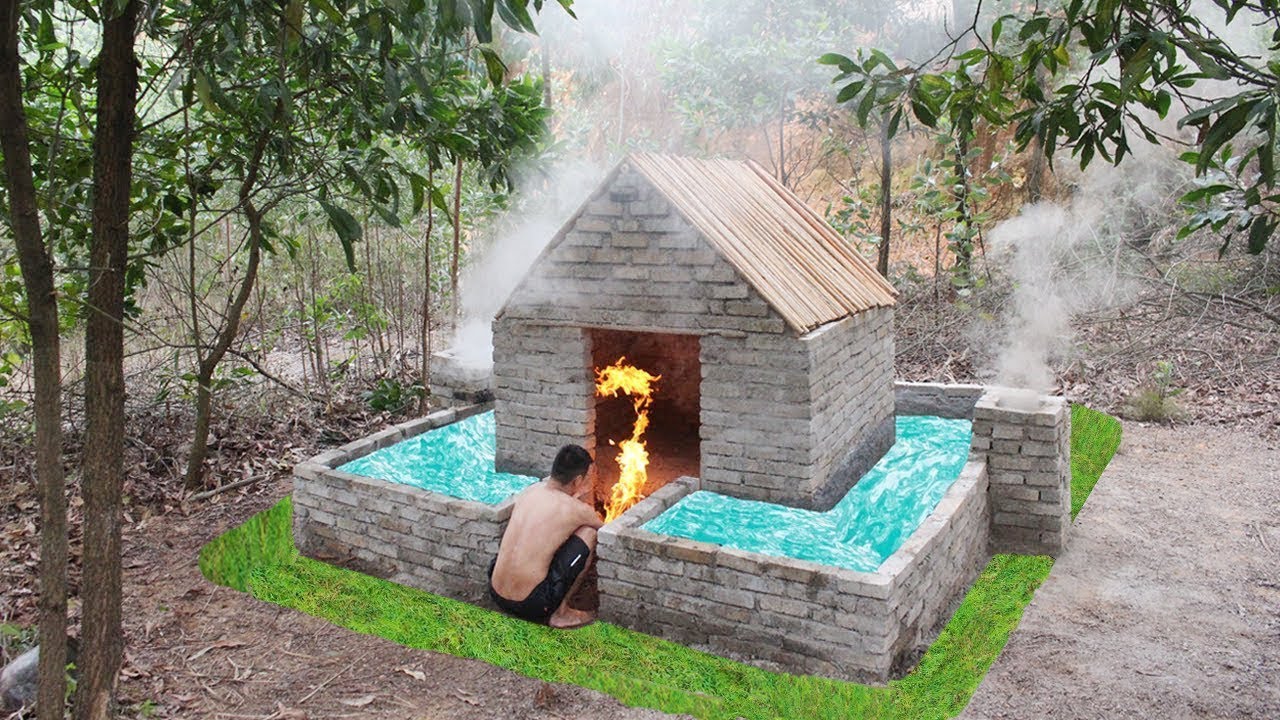 Build Big Heated Swimming Pool Aroud Roman House - YouTube