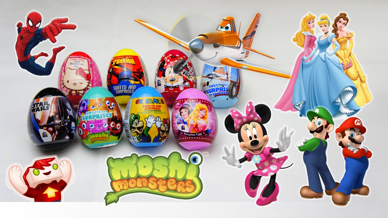 Surprise Toy Eggs Including Moshi Monsters, Disney Princess, Minnie ...