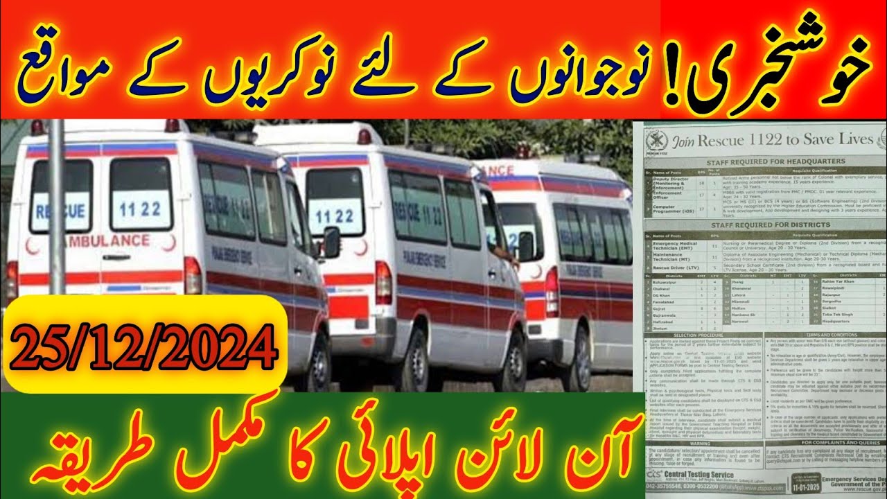 Rescue 1122 online jobs applying2024|Rescue vacancy apply 2024 ...