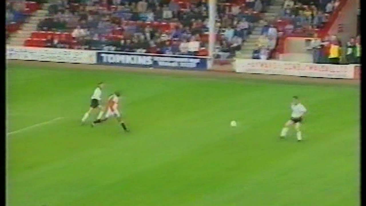 Alex Sykes with a spectacular goal in a 2-0 win at Walsall in May 1994 ...