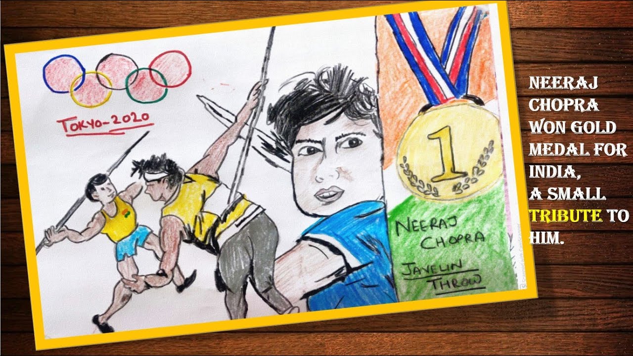 Neeraj Chopra POSTER | National Sports Day Drawing | Tokyo Olympics ...