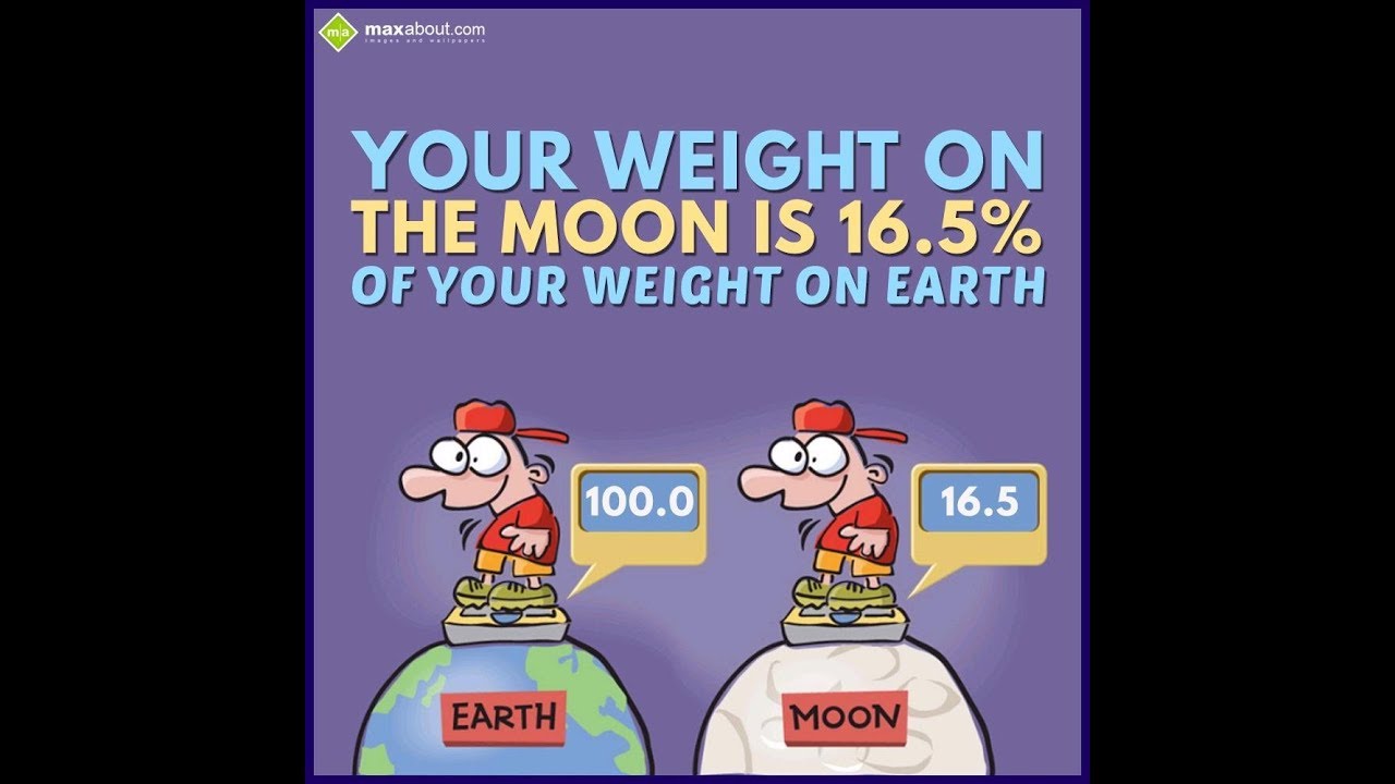 Weight on Earth vs moon weight on moon. Weight loss on moon - YouTube