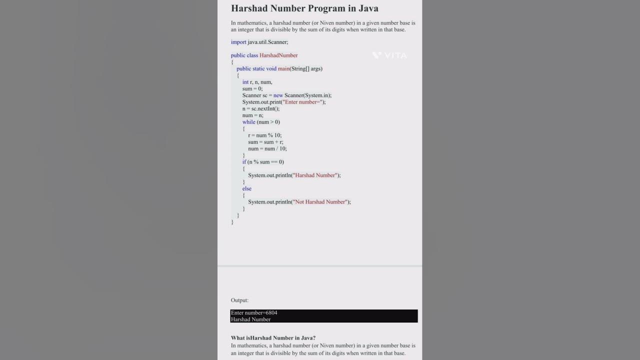 Harshad Number Niven Number Program In Java Youtube