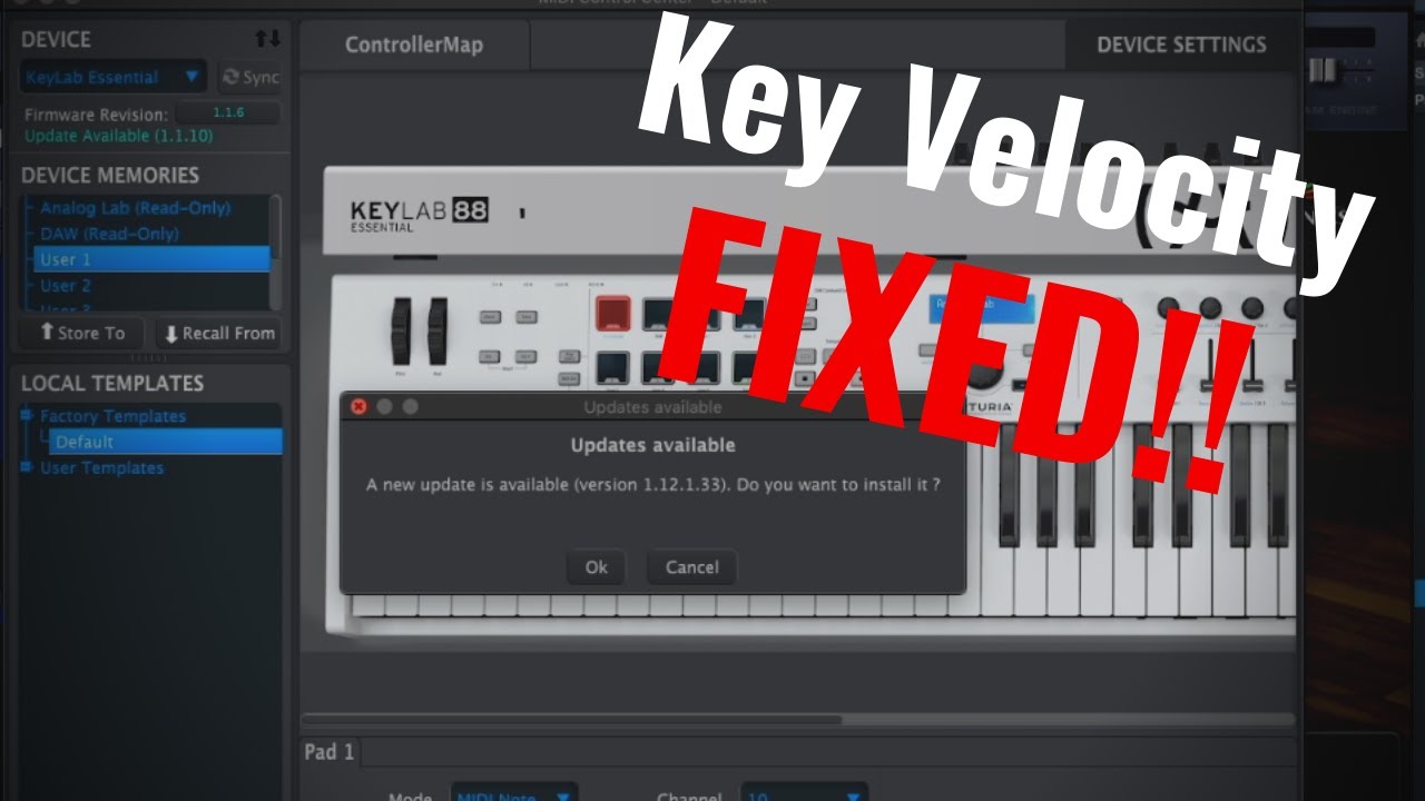 Firmware Update For Arturia KeyLab! Key Velocity Fixed! - YouTube