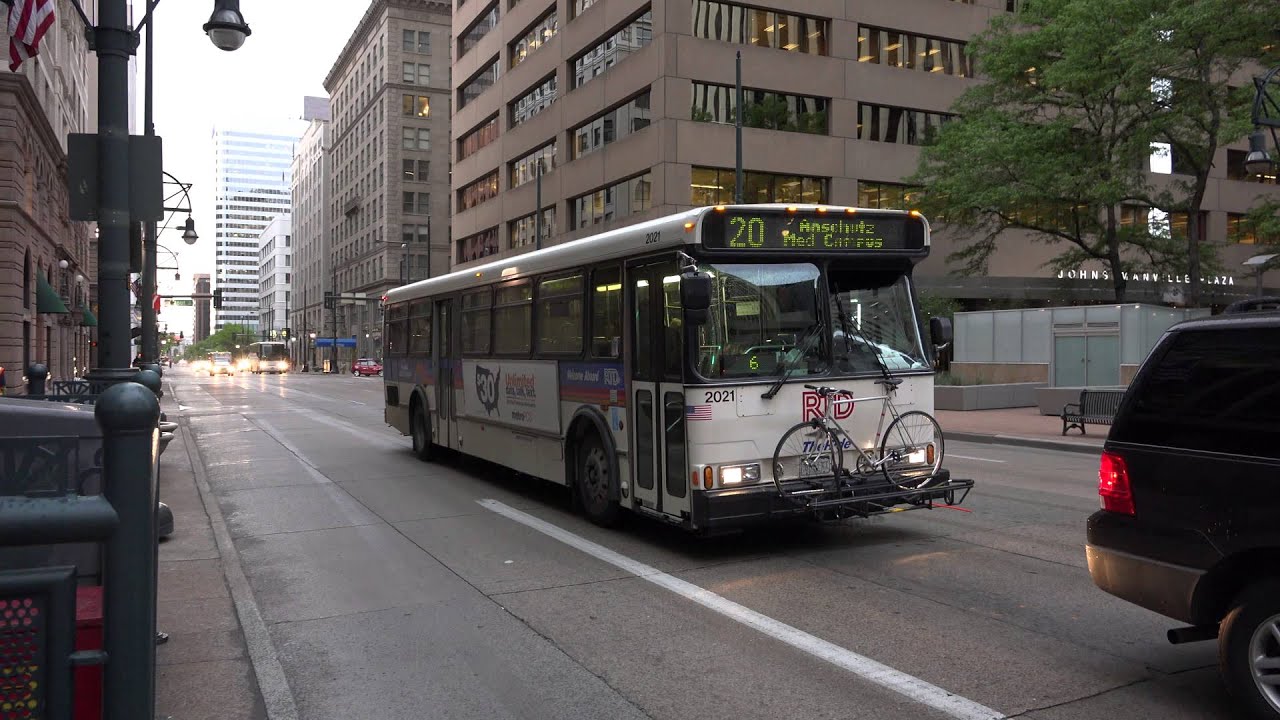 RTD DENVER ORION V BUS 2021 ON THE 20 IN DOWNTOWN DENVER CO - YouTube