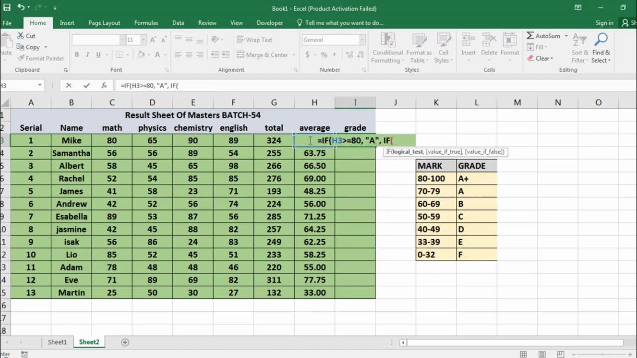 How to prepare marksheet in excel - YouTube