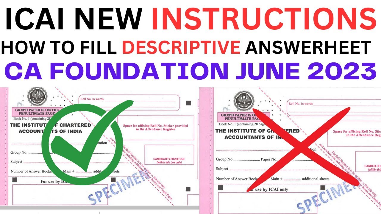 ICAI New Instructions | How to Fill Descriptive Answer Book | CA ...