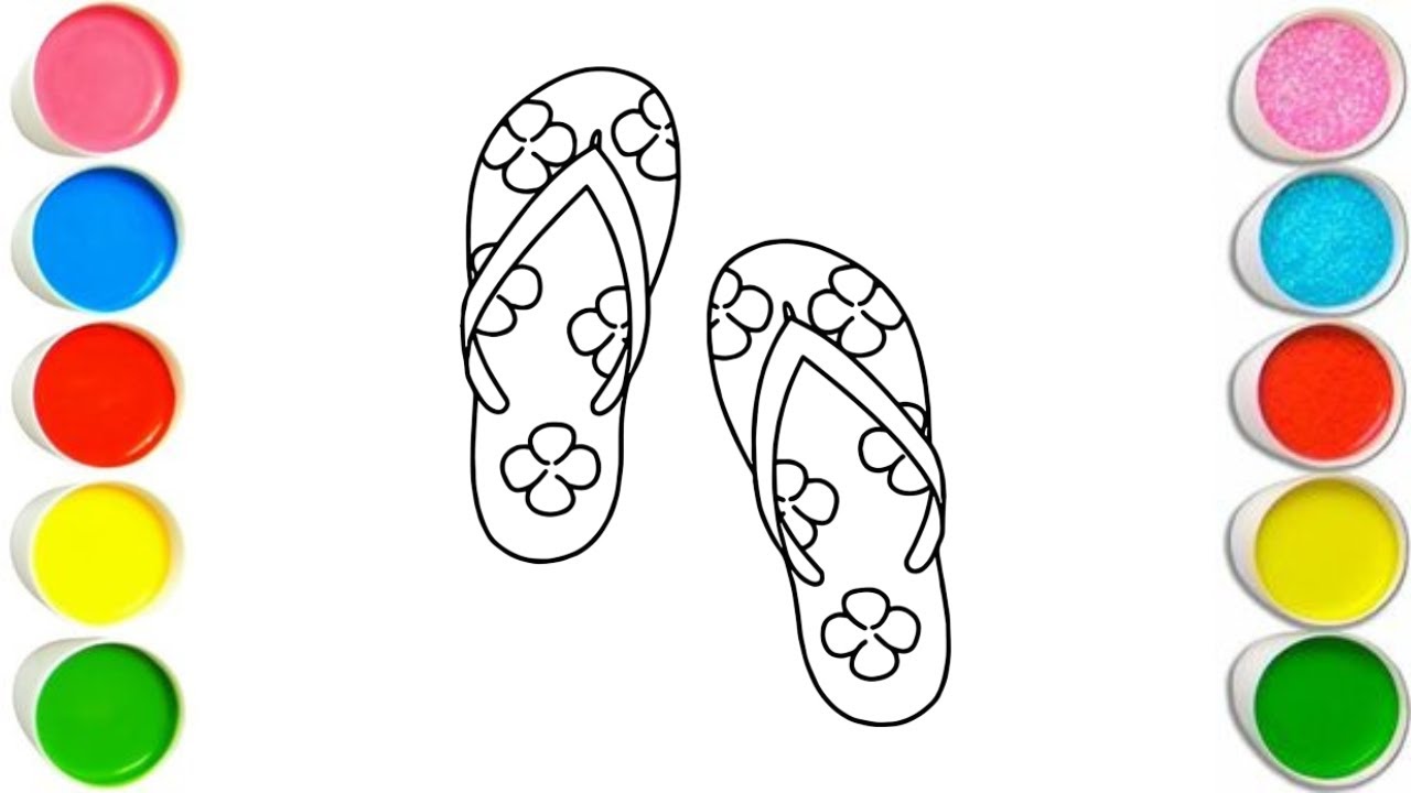 Slippers Coloring, Painting, and Drawing for Kids and Toddlers 🖍️🎨🖌️ ...