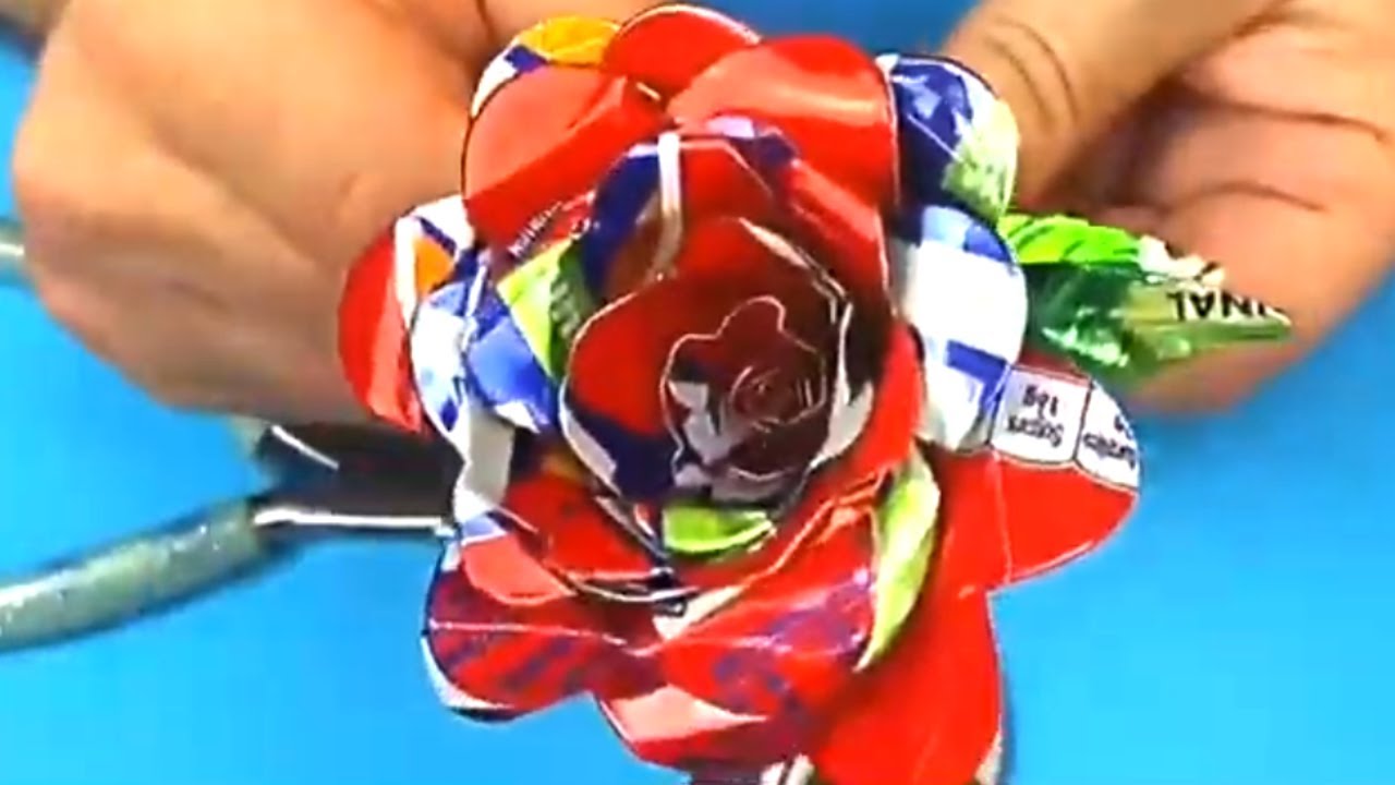 How to Upcycle and Make Drink Can Flowers - YouTube