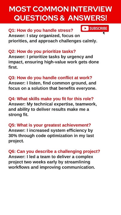 6 Most Common Interview Questions and Answers! - YouTube