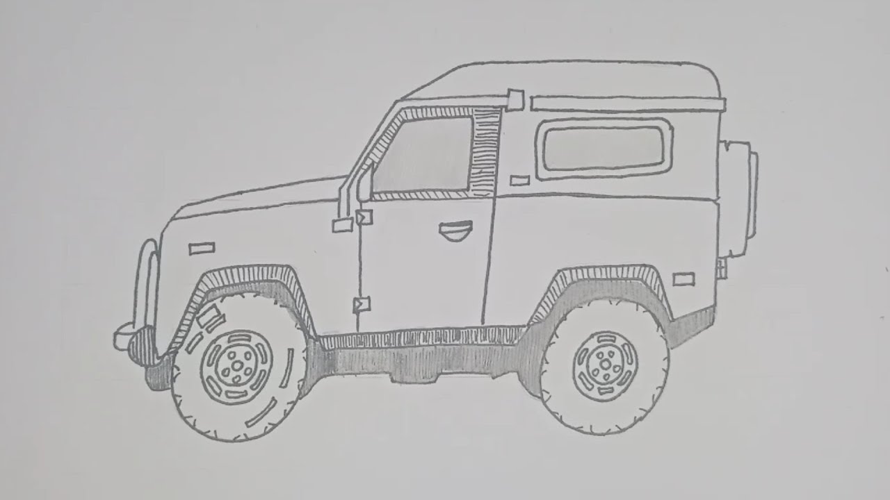 How to draw a 4x4 car - YouTube