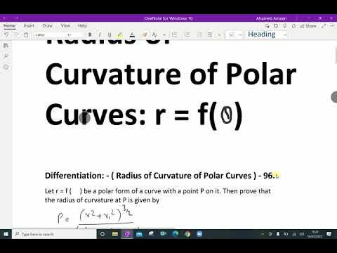 Differentiation: - ( Radius of curvature of polar curves ) - 96. - YouTube