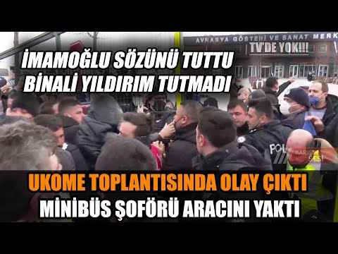 UKOME Toplantısında Olay Çıktı. Minibüs Şoförü Aracını Yaktı