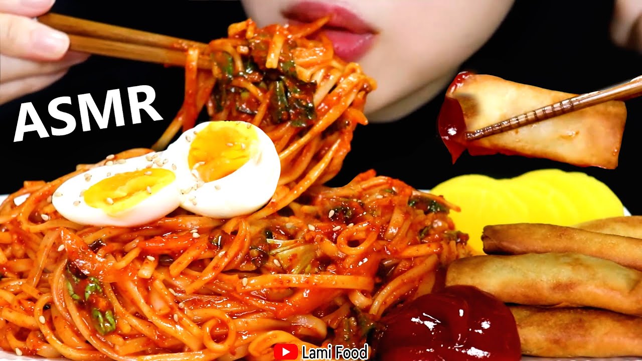 EATING ASMR | SPICY BIBIM NOODLES ASMR - YouTube