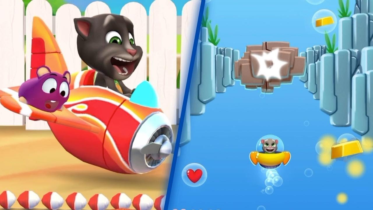 Talking Tom 2 - Pooping Showering Plane Traveling - Mini Games - Level ...