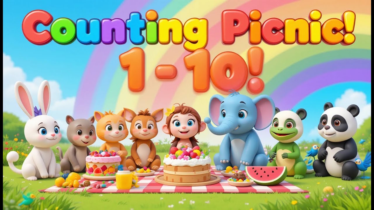 Counting Numbers 1 to 10 with Animals 🐰🐼🐸 | Fun Picnic Song for Kids ...