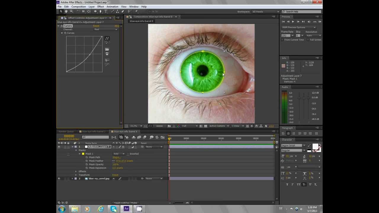 After effects cs6 tutorial eye color change - YouTube