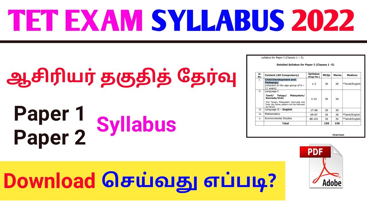 HOW TO DOWNLOAD TET EXAM SYLLABUS 2022 | TET PAPER 1,2 SYLLABUS ...