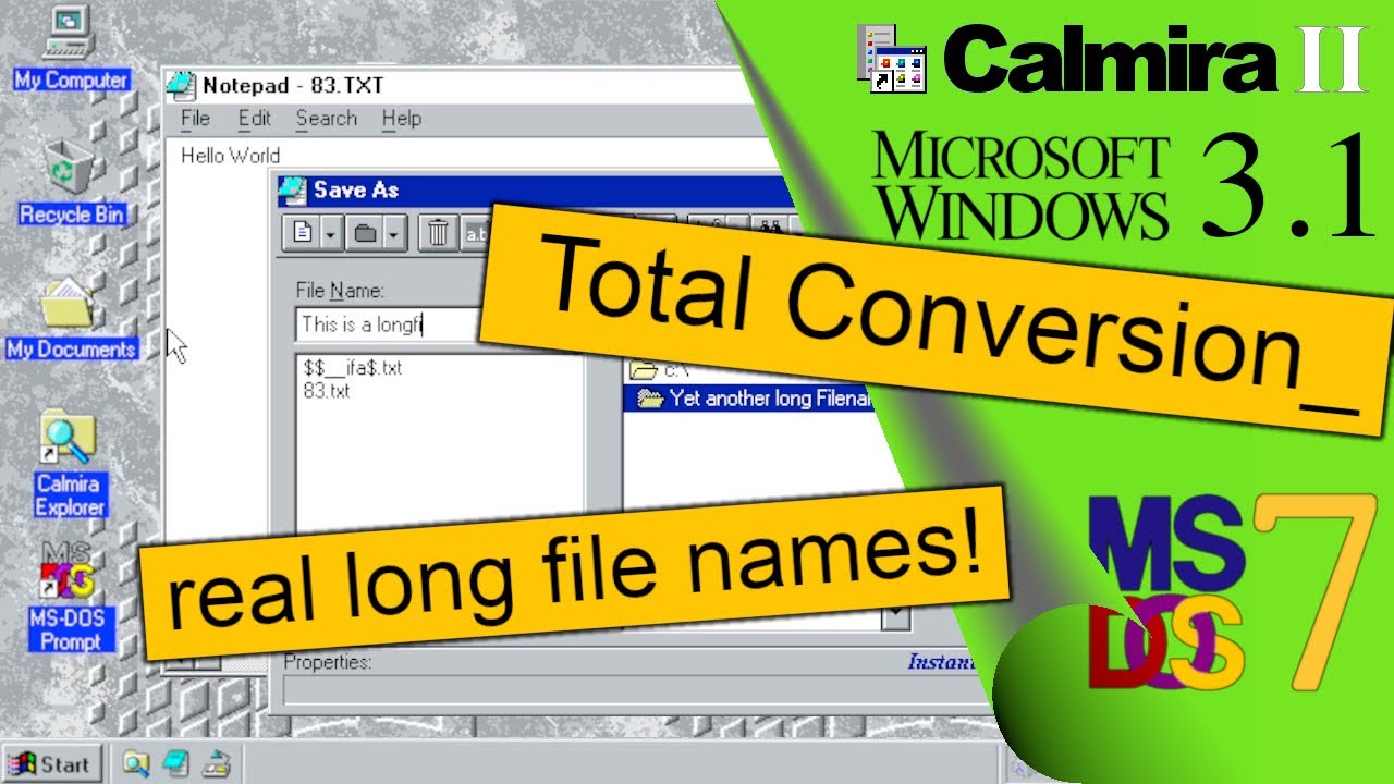 Calmira & Windows 3.x: Win95-lookalike total conversion with Long ...