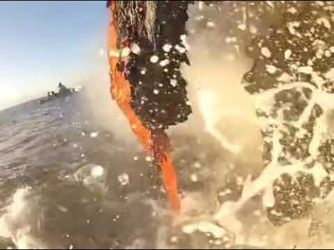 Close-up footage of lava falling into the ocean.. - YouTube
