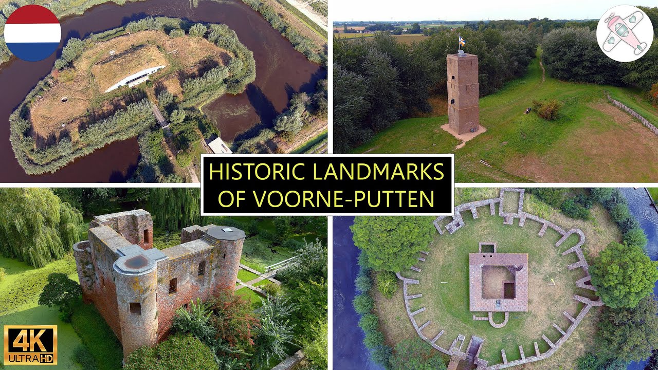 Historic landmarks of Voorne-Putten │ NETHERLANDS. 4K aerial views of 4 ...