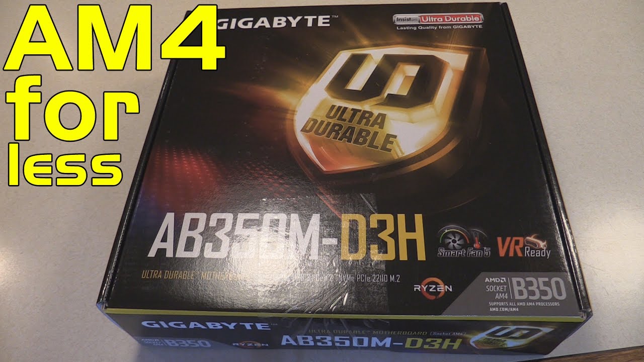 Gigabyte AB350M D3H Ryzen AM4 motherboard unboxing - YouTube