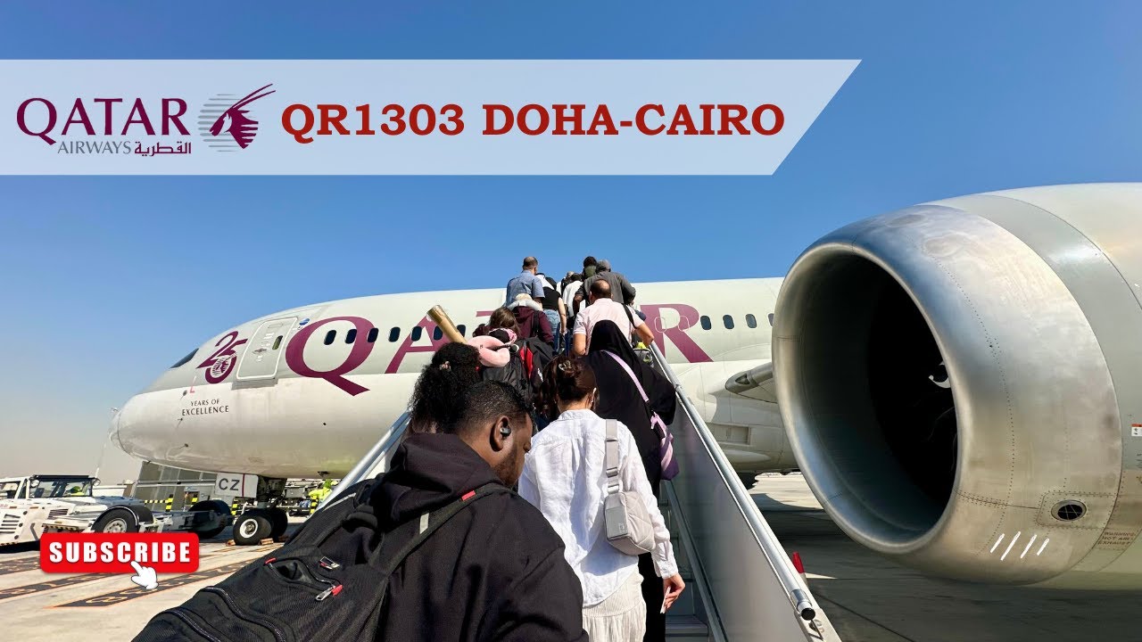 Doha to Cairo with Qatar Airways Boeing B787-8 | Economy Class - YouTube