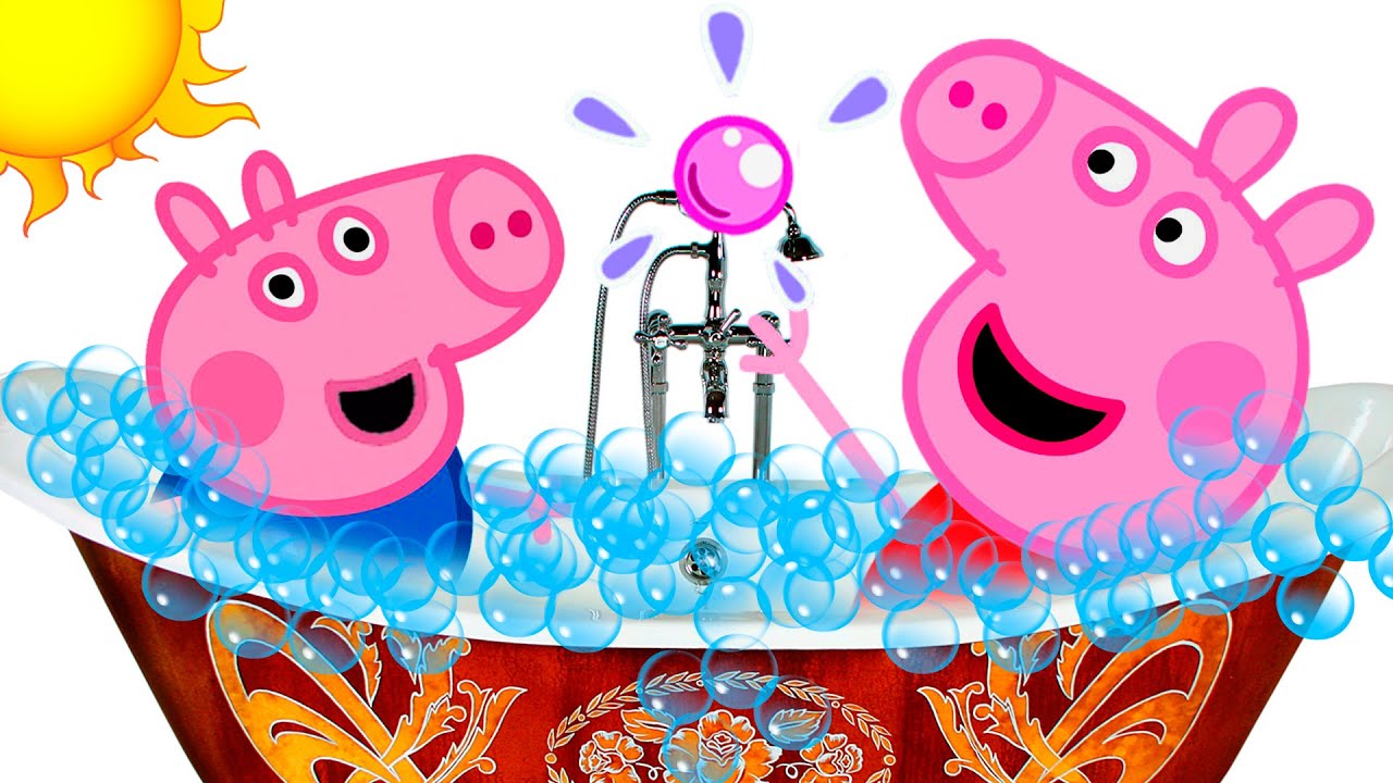 Peppa Pig - swimming. Who will stay longer under the water Rebecca or ...