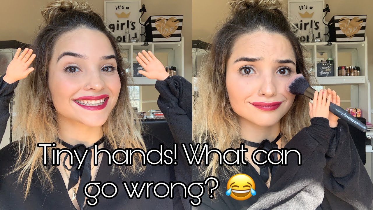 DOING MY MAKEUP W/ TINY HANDS.. HARDEST CHALLENGE EVER! - YouTube