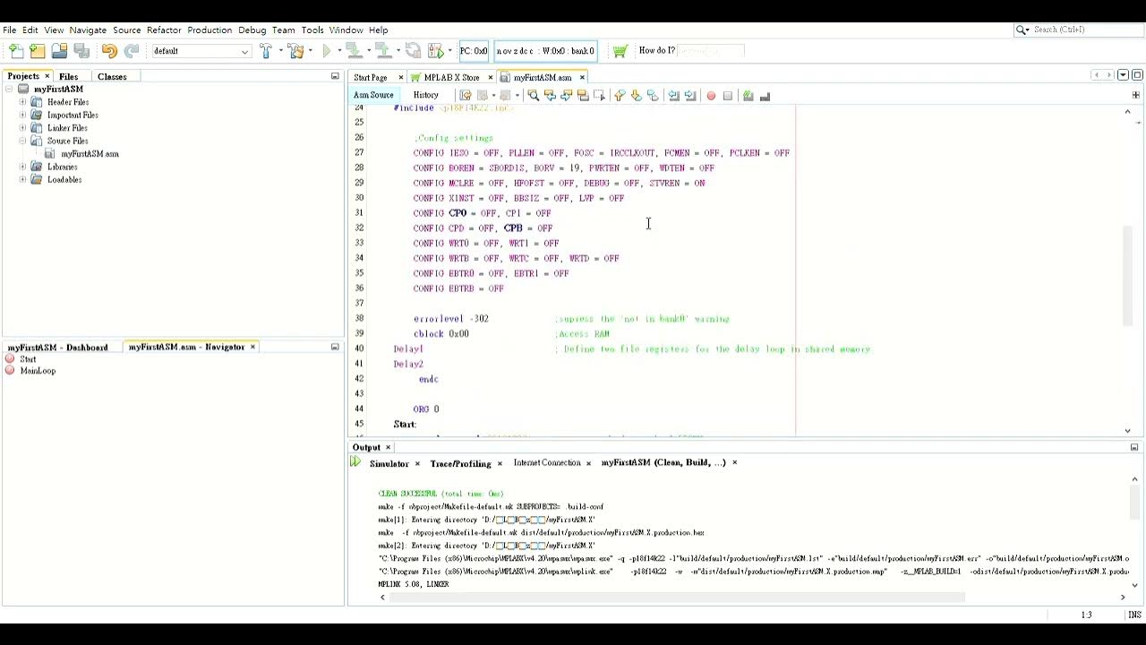 Mplab X Ide V4 20 Myfirstasm Default 2023 05 08 16 08 41 Youtube