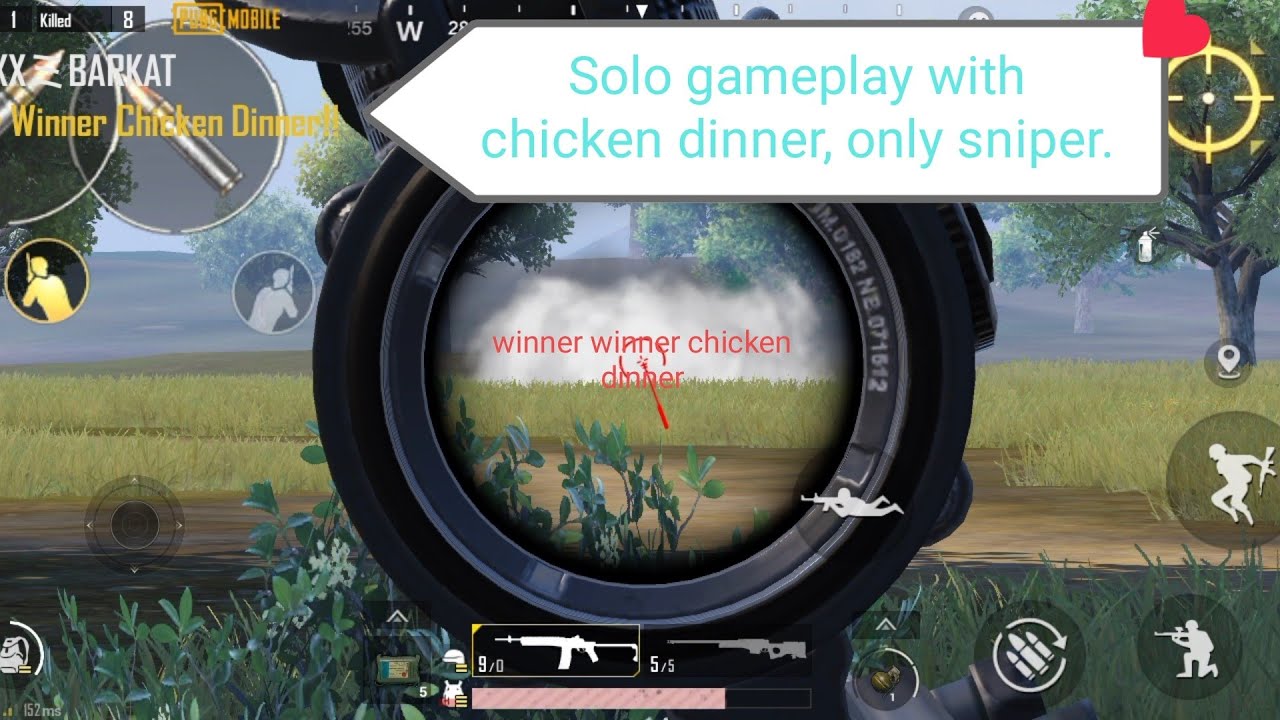 Solo gameplay with chicken dinner, only sniper. - YouTube