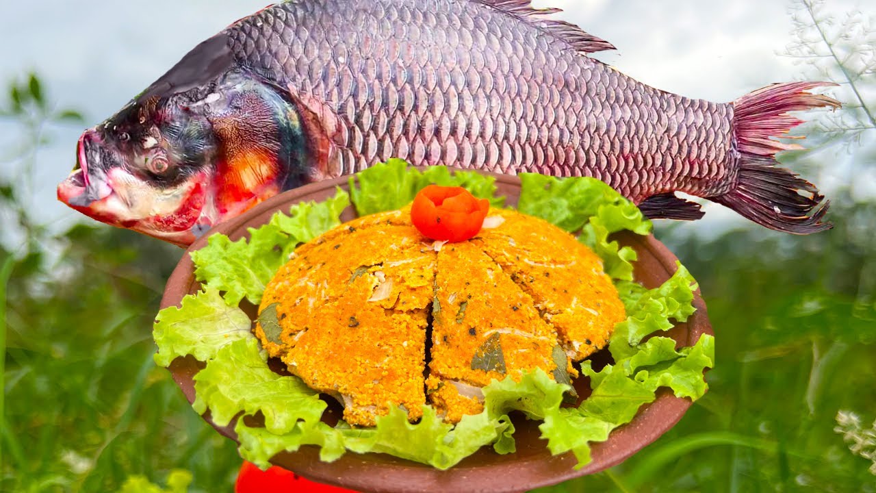 Cooking fish eggs in Village primitive style | Amazing fish egg ...