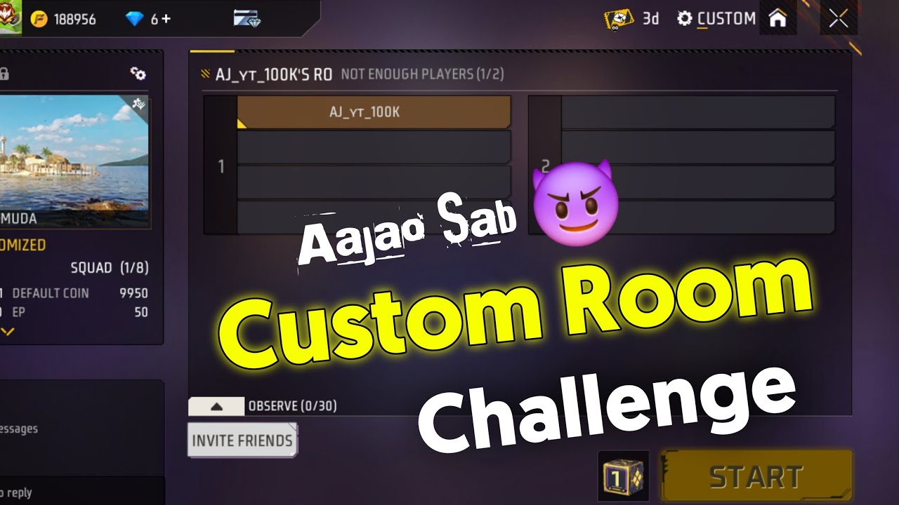 Live Custom Room Challenge - Live Custom Giveaway - FF Live - YouTube