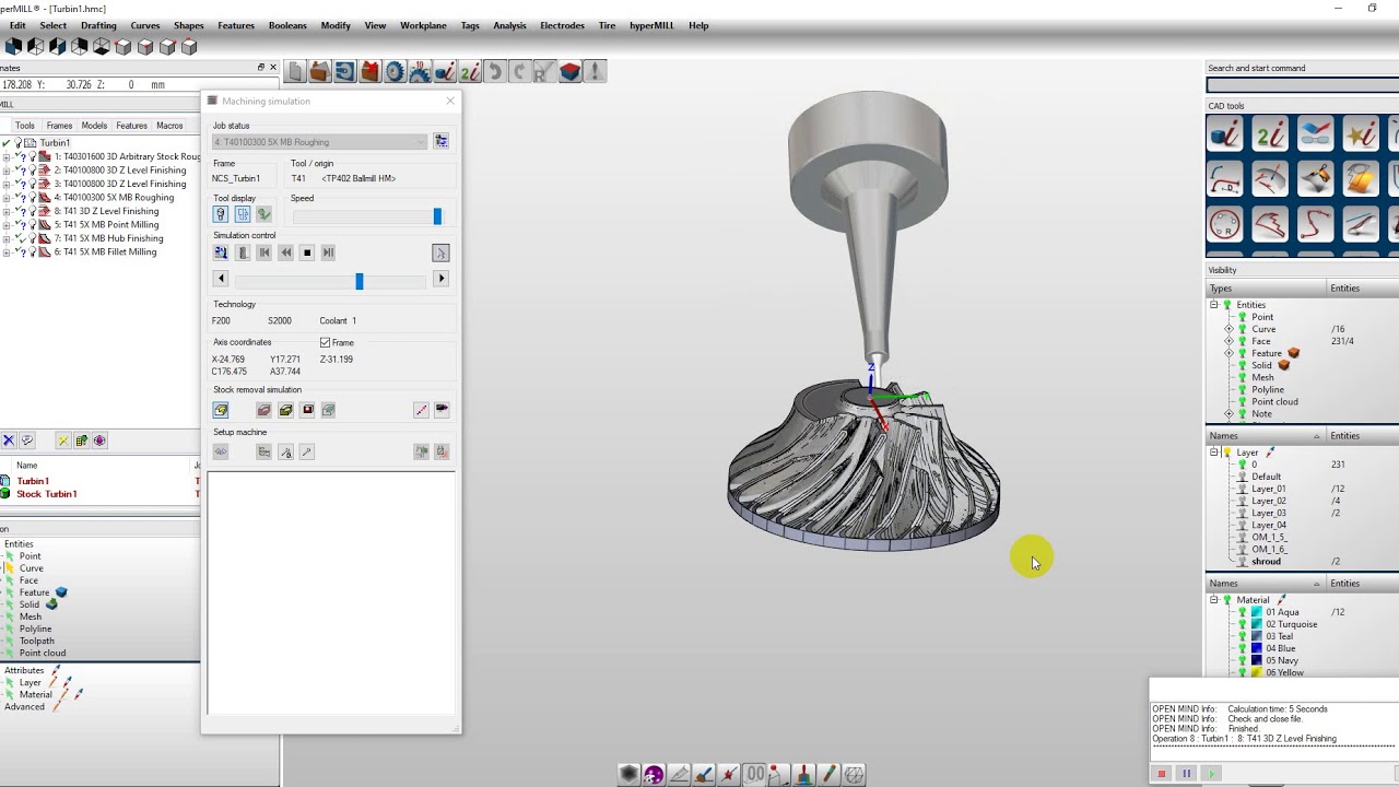 HYPERMILL -TURBINE MACHINING 5X - YouTube
