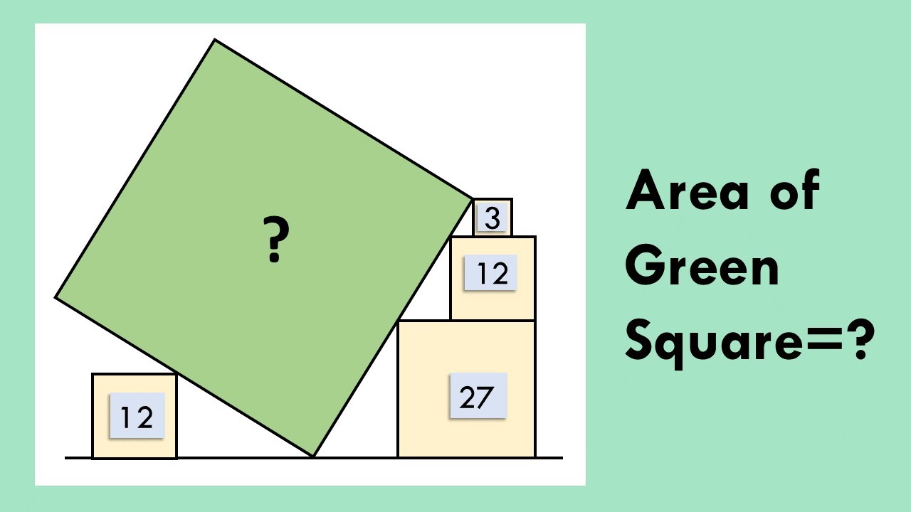Find the area of the green square or green toppled square - YouTube