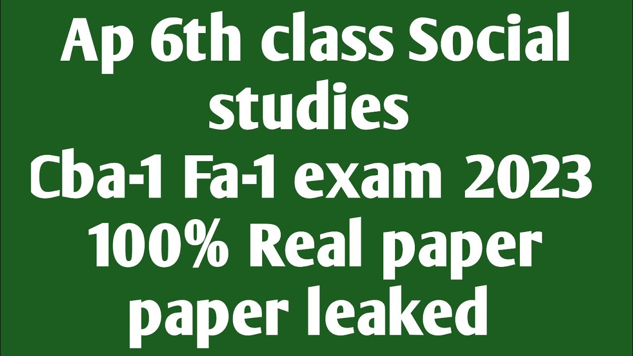 Ap 6th class cba-1 fa1 social studies 💯real question paper 2023 |ap 6th ...