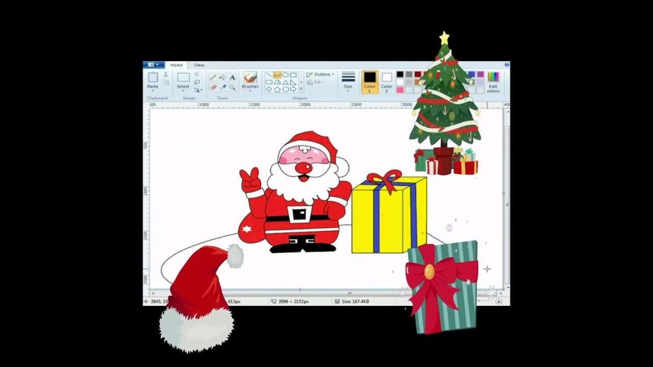 How to Draw in Ms Paint | Merry Christmas | Drawing drawing in paint in ...
